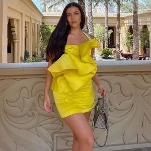 Zara | Dresses | Zara Lemon Yellow Limited Edition Ruffle Voluminous ...
